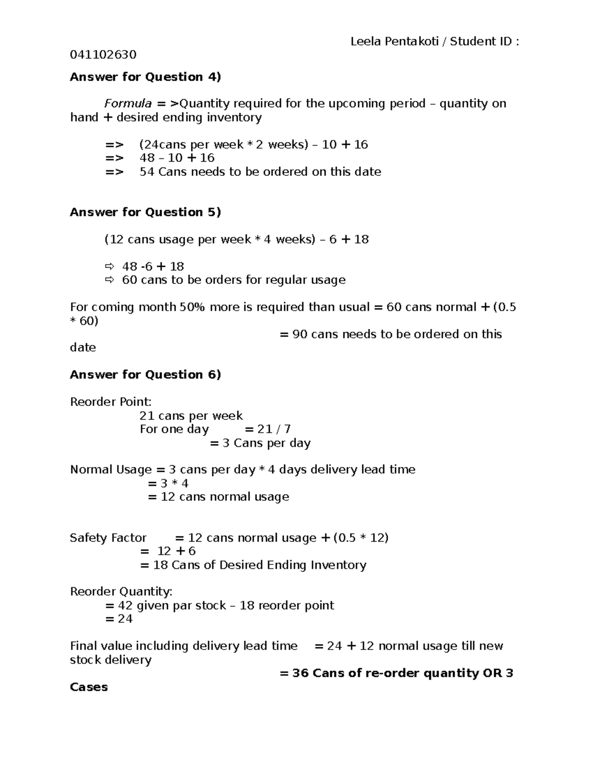 Assignment Responses - Leela - Leela Pentakoti / Student ID : 041102630 ...