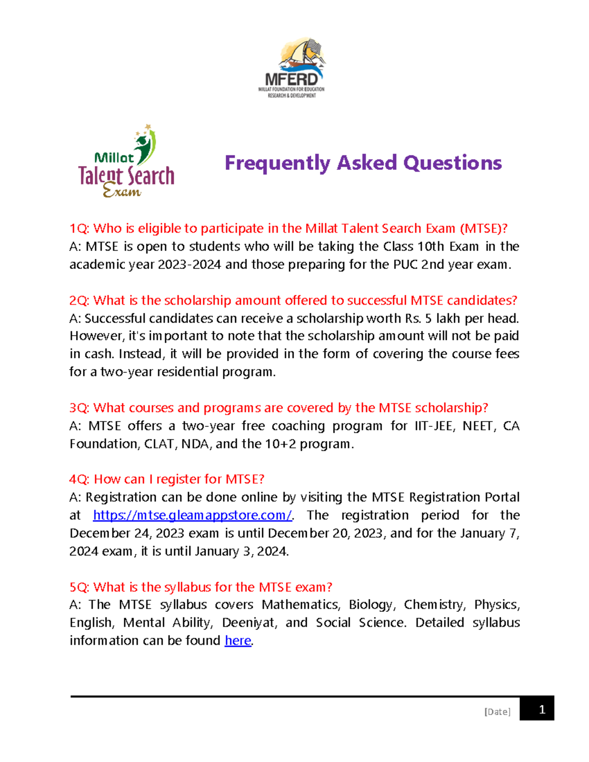 FAQ for MTSE Students - Frequently Asked Questions 1Q: Who is eligible ...
