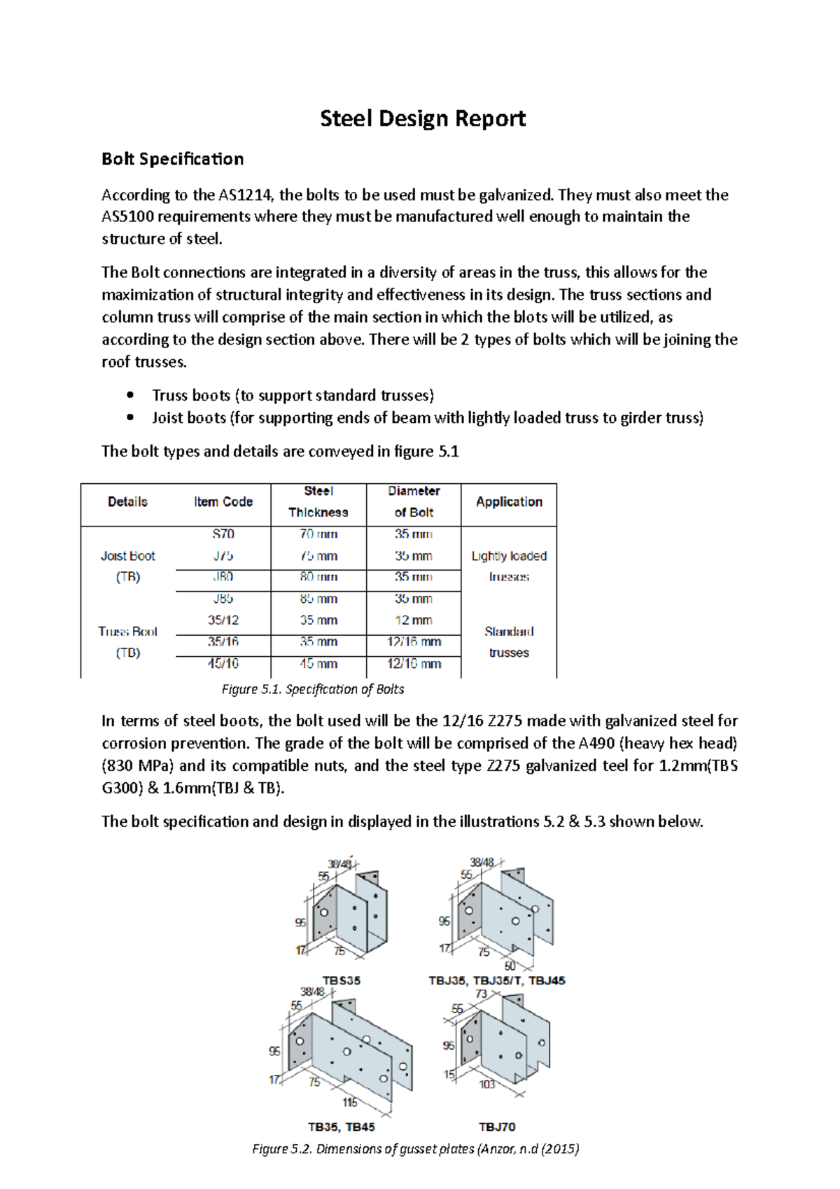Steel Design Report - Distinction in Subject - Steel Design Report Bolt ...