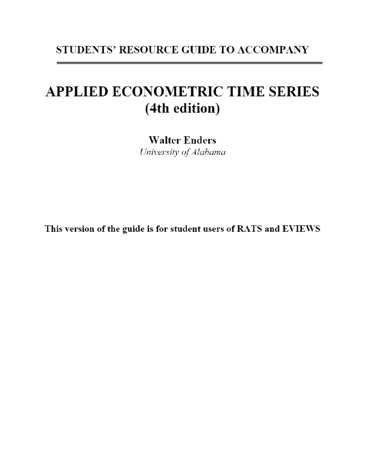 Student Manual - Applied Econometric Time Series - Microeconometría - Studocu