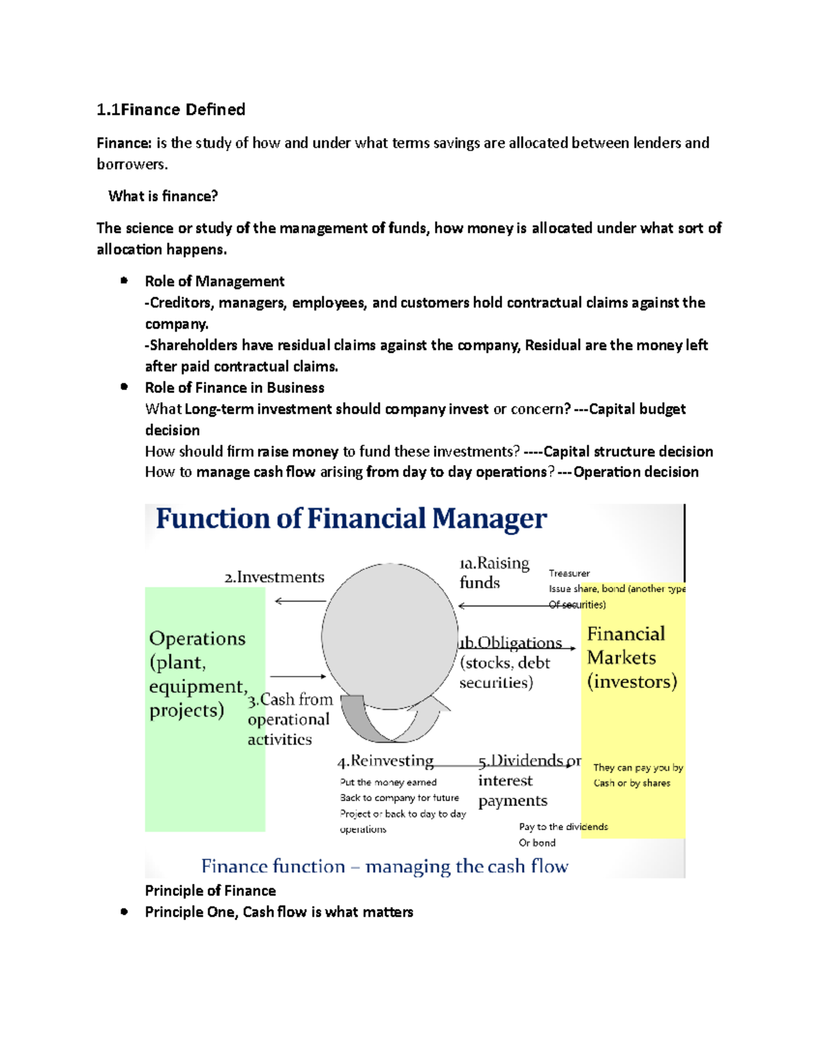 Chapter 6 review Determine Finance - 1 Defined Finance: is the study of ...