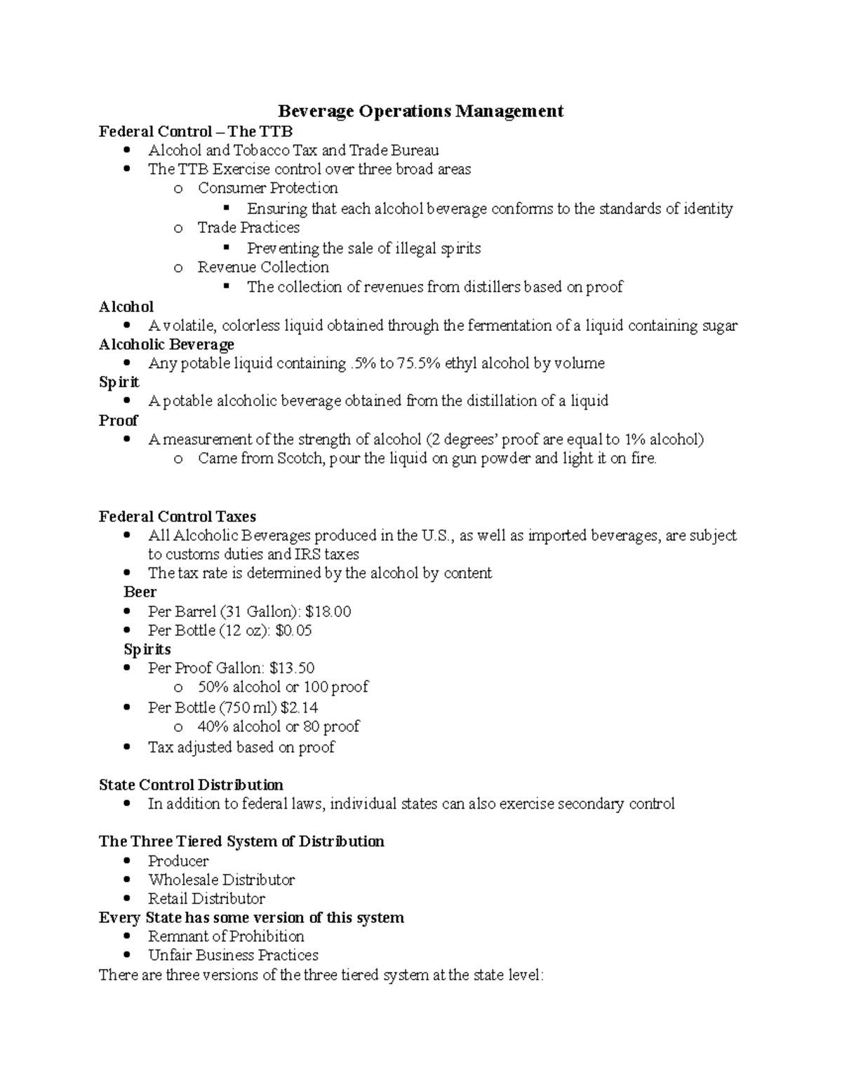 Beverage Operations Management - Beverage Operations Management Federal ...