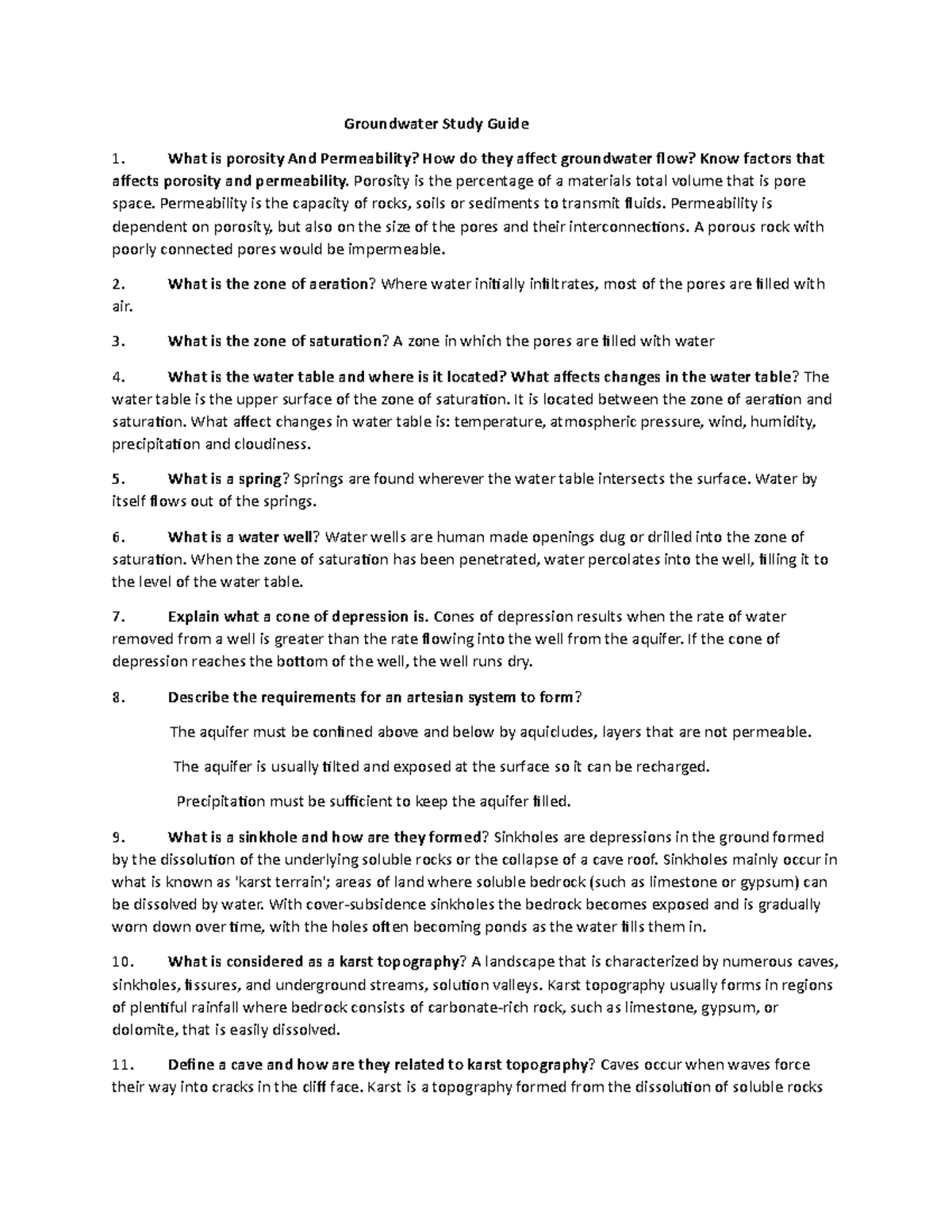 Groundwater Study Guide - What is porosity And Permeability? How do ...