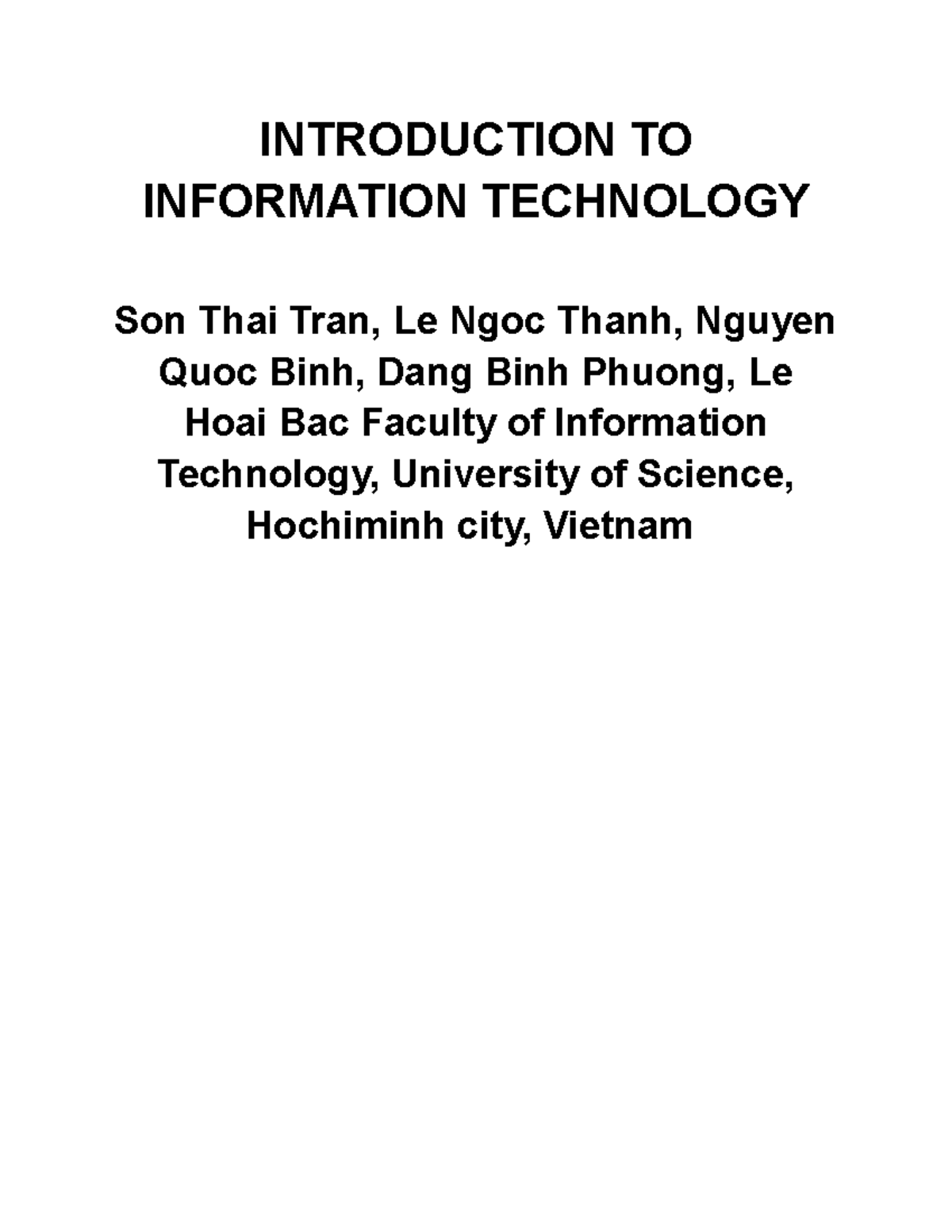 Introduction To Information Technology - The main purpose of this ...