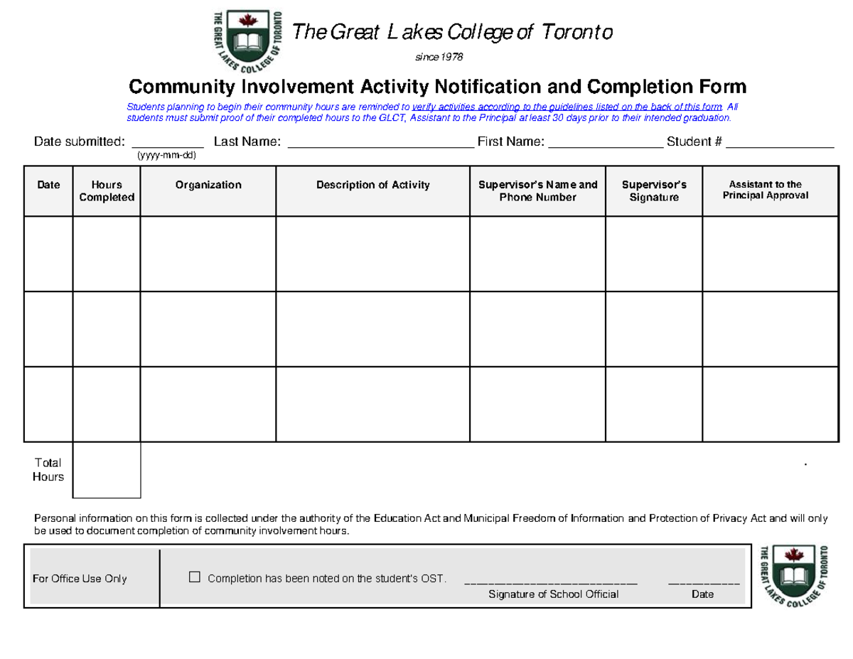 Community hours form-glct-fillable (19) - Community Involvement ...