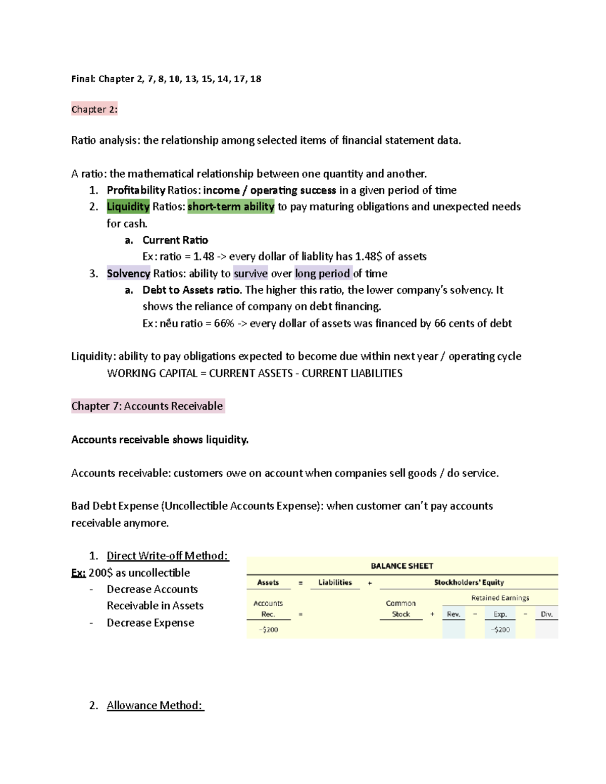 Accounting Final C2,7,8,10,13,15,14,17,18 - Final: Chapter 2, 7, 8, 10 ...