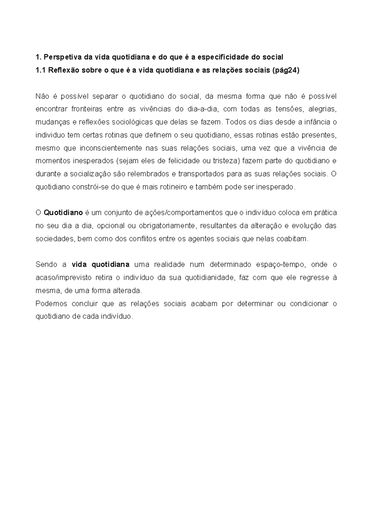 Resumo do tema 1 socialização - Perspetiva da vida quotidiana e do que ...