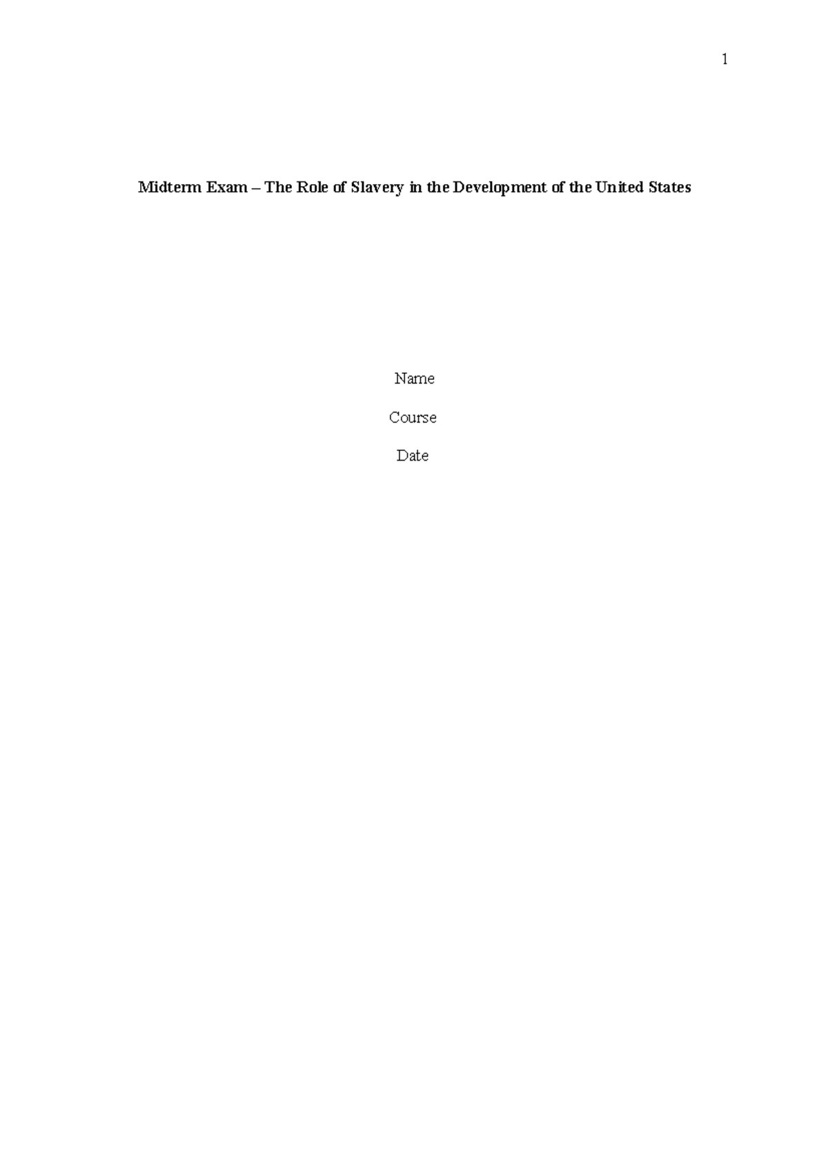 The Role of Slavery in the Development of the United States - For ...