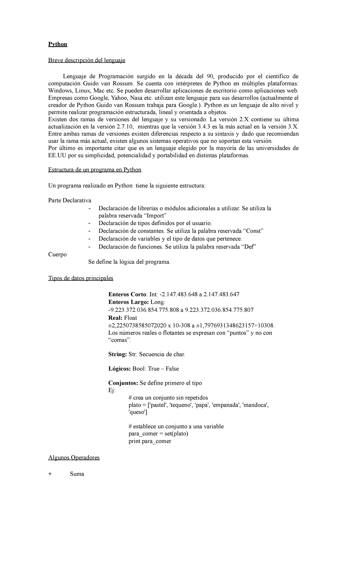 Resumen de teoria Introduccion a la Informatica - Python - Python Breve ...