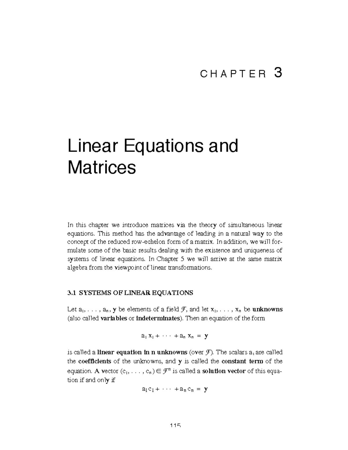 Linear Equations 2 115 C H A P T E R 3 Linear Equations And
