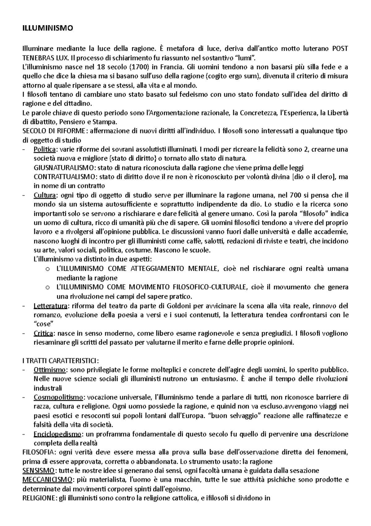 Appunti sullilluminismo - ILLUMINISMO Illuminare mediante la luce della ...