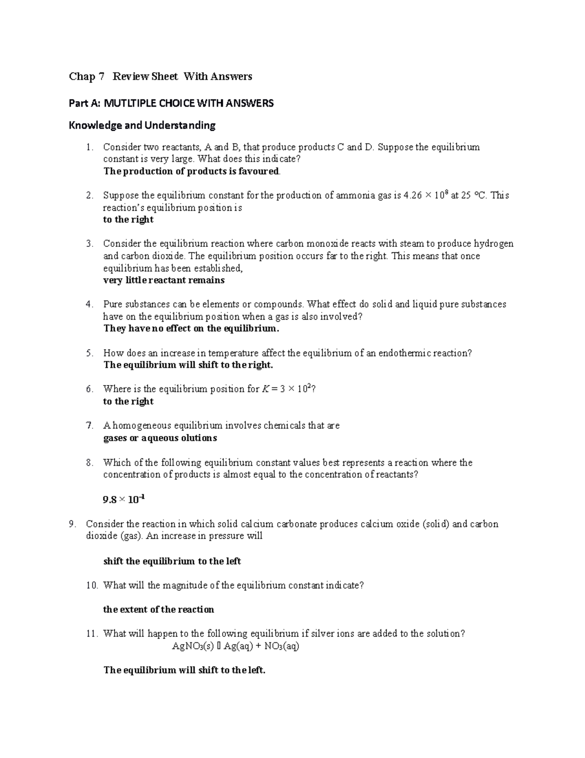 000 SCH4U CHAP 7 Review Sheet Answers post - Chap 7 Review Sheet With ...