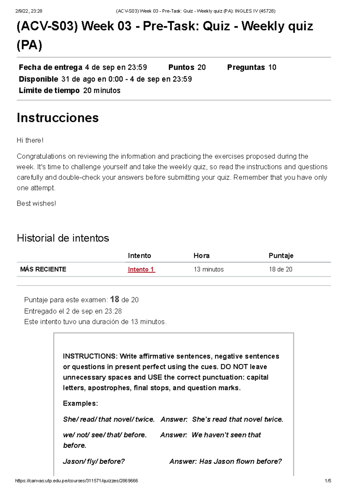 (ACV-S03) Week 03 - Pre-Task Quiz - Weekly quiz (PA) Ingles IV (45728) - (ACV-S03) Week 03 ...