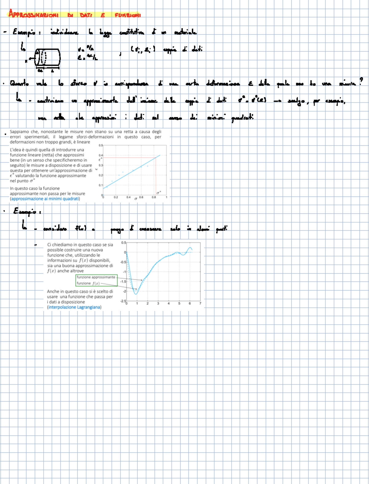 Lezione 3 calcolo numerico - APPROSSIMAZIONI DI DATI E FUNZIONI Esempio ...