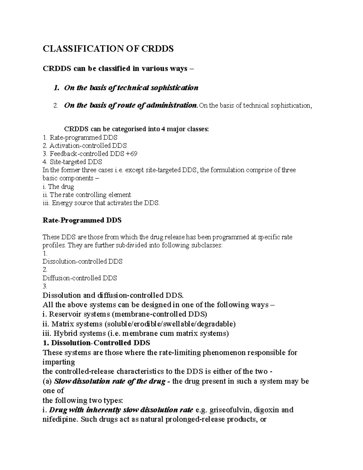 Classification OF Crdds - CLASSIFICATION OF CRDDS CRDDS can be ...