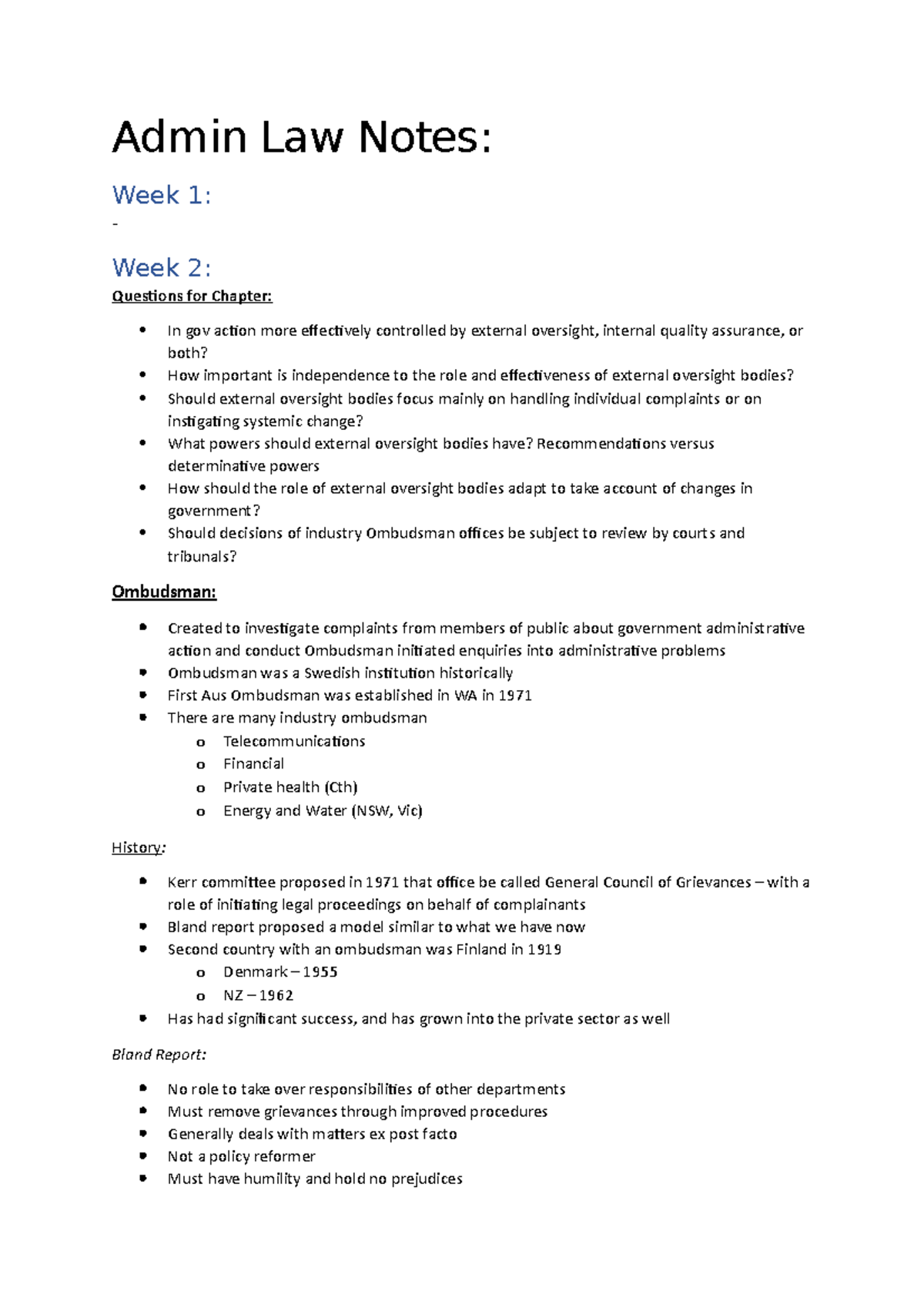 Admin Law Notes - Textbook/Case Summaries - Admin Law Notes: Week 1 ...