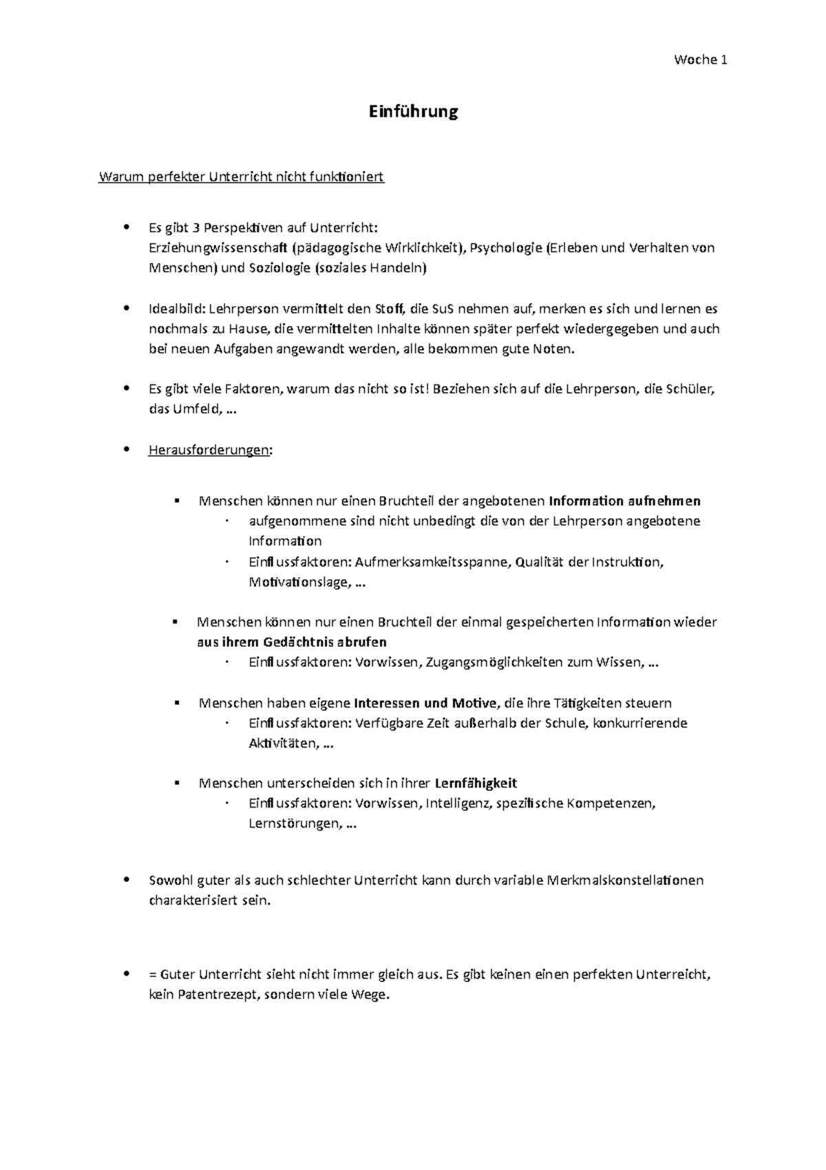 1 Einführung - idealer Unterricht - Angebot-Nutzungs-Modell - Woche ...