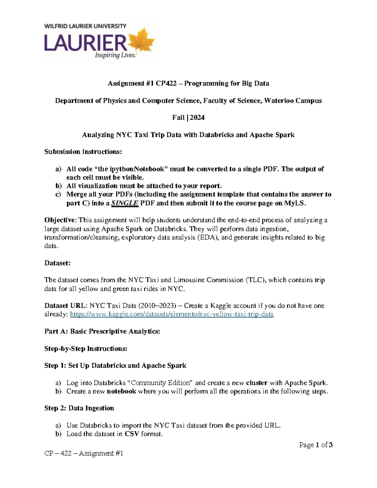 Cp422 Assignment 1 Page 1 Of 3 Cp 422 Assignment Assignment 1 Cp 422 Programming For