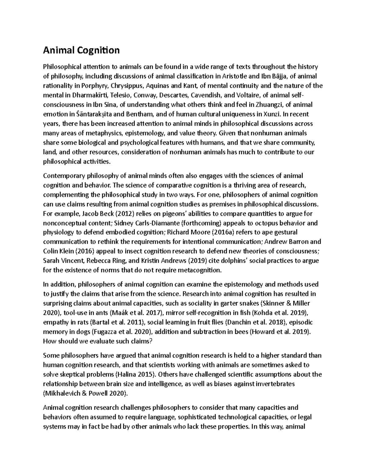 Lecture in Animal Cognition - Animal Cognition Philosophical attention ...