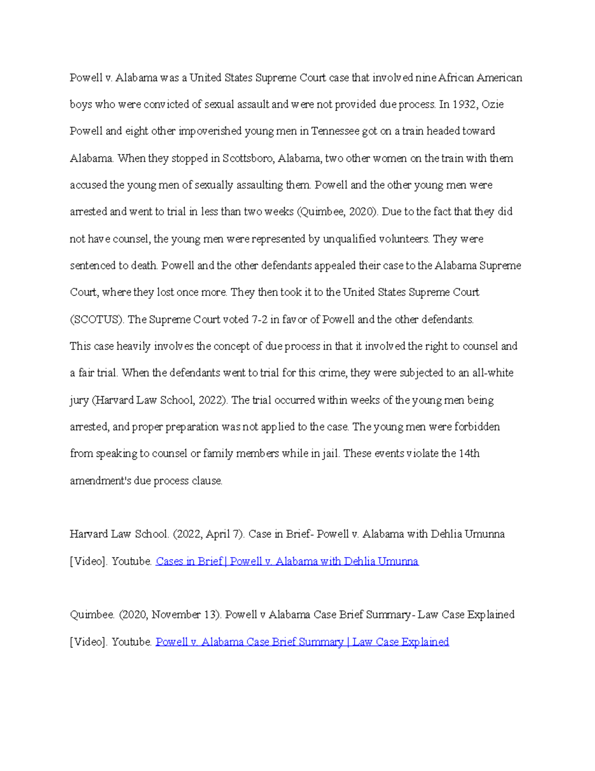 Powell v Alabama Summary - Powell v. Alabama was a United States ...
