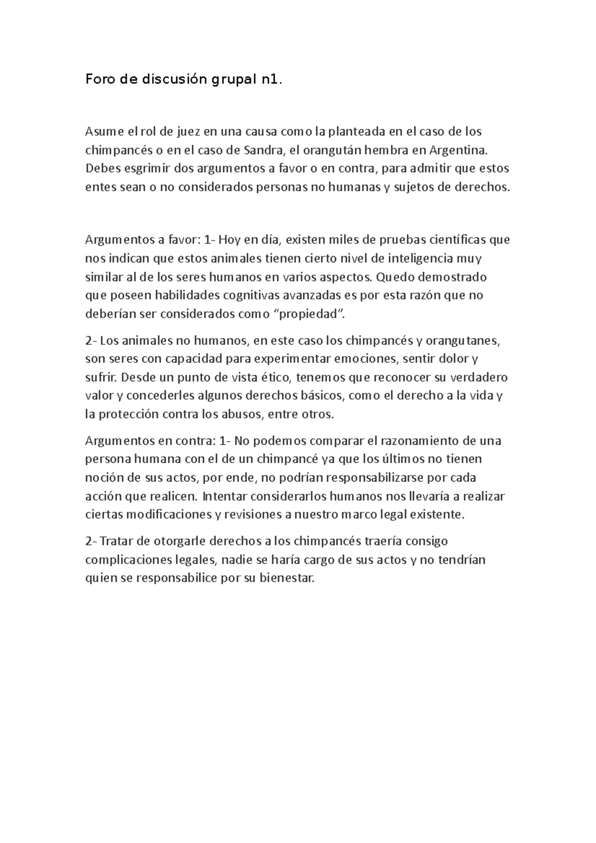 Foro 1 privado - Foro de discusion grupal N1 - Foro de discusión grupal ...