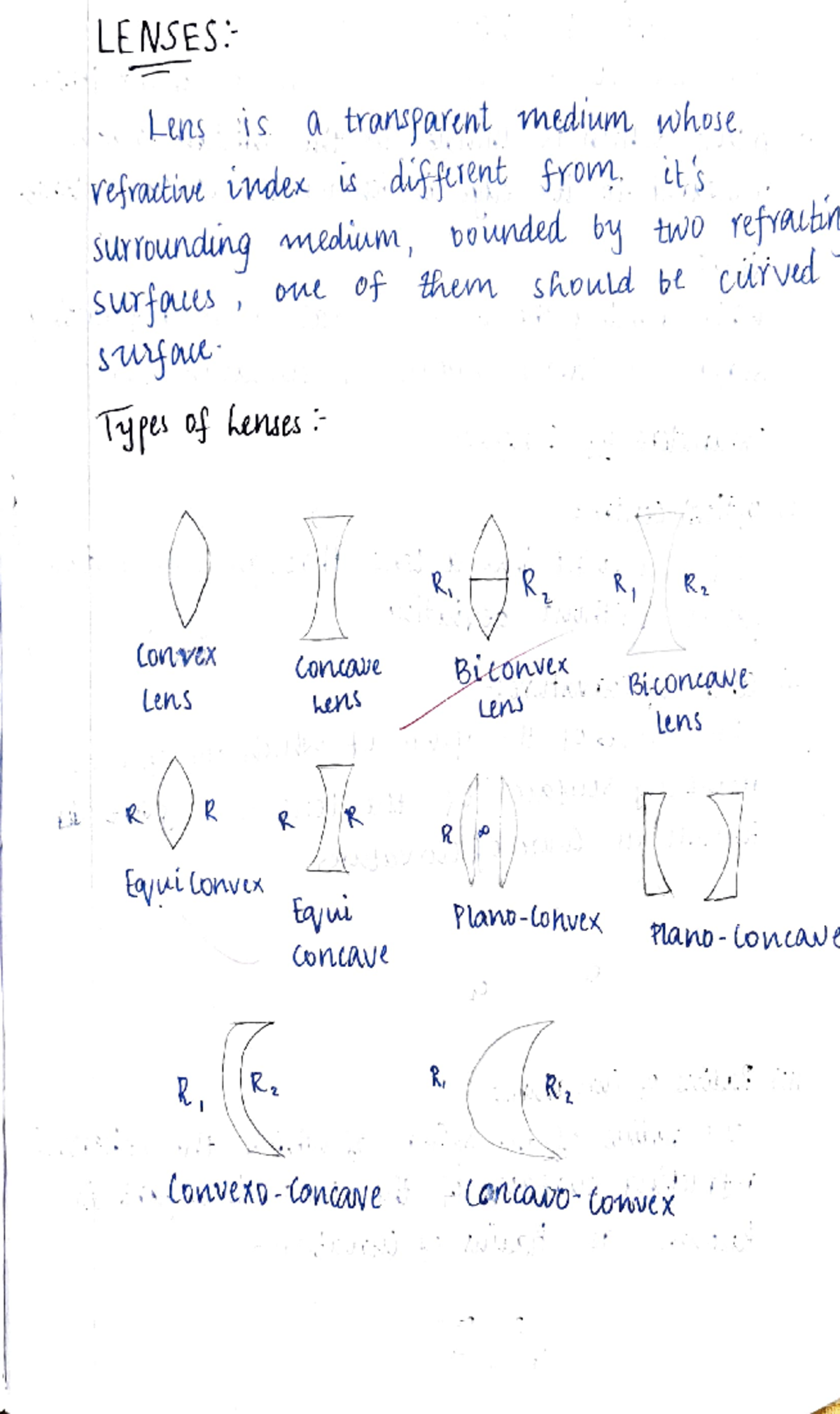 Lens - class notes - LE NSES Lens is a transparent vmedium whose ...