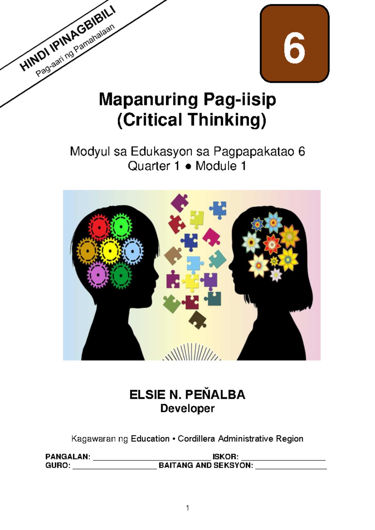 Esp6 q1mod1 mapanuring pagiisip elsie penalba v1 - Mapanuring Pag-iisip ...