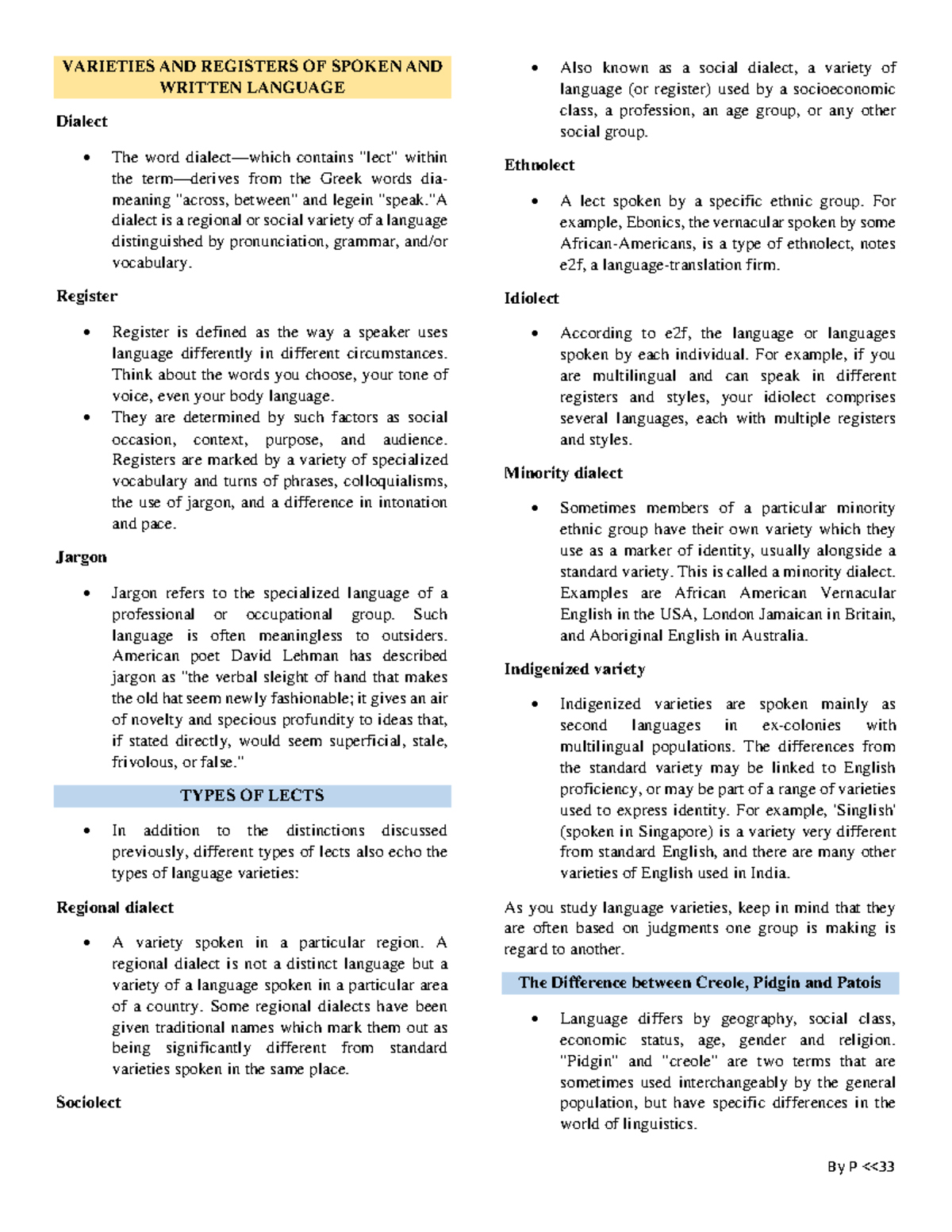 Purcom- Midterms- Reviewer - VARIETIES AND REGISTERS OF SPOKEN AND WRITTEN LANGUAGE Dialect ...
