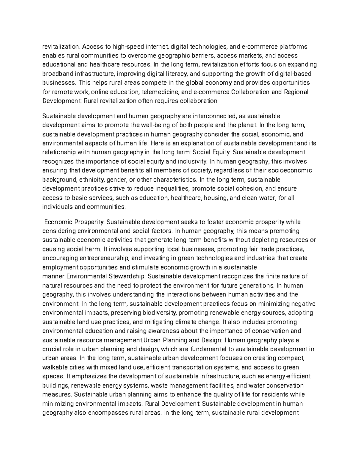 Human Geography-9 - Notes - revitalization. Access to high-speed ...