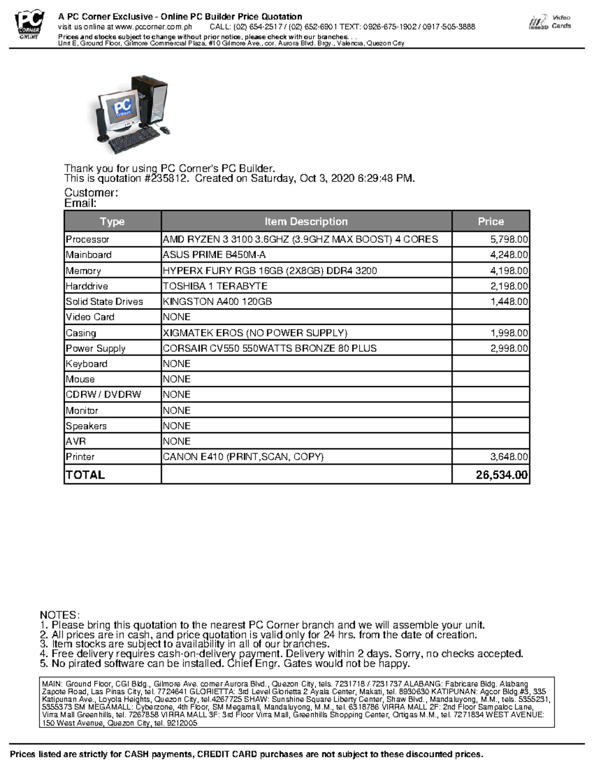 Pcbuilder quote 235812 - A PC Corner Exclusive - Online PC Builder ...