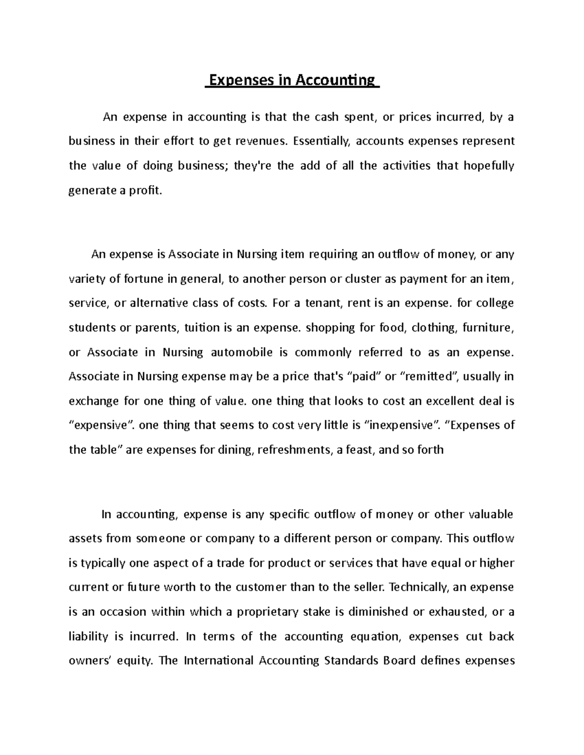 Expenses in Accounting - Essentially, accounts expenses represent the ...