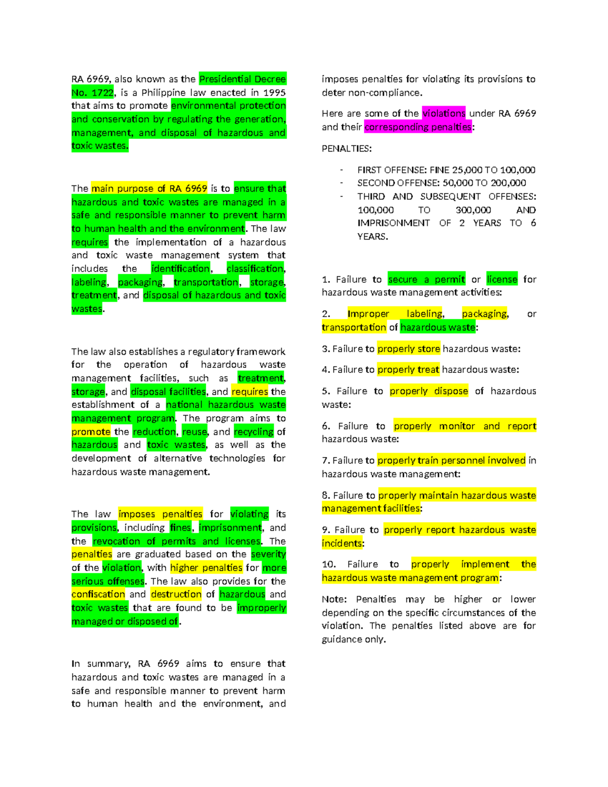 RA 6969 [reviewer] - RA 6969, also known as the Presidential Decree No ...