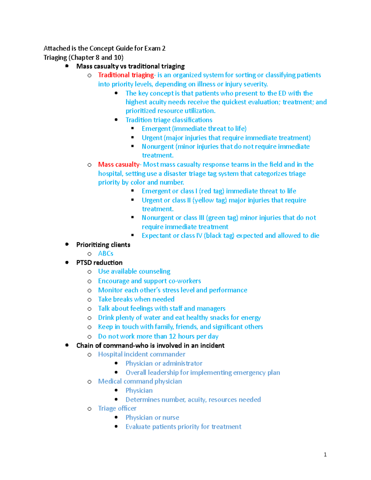 PN3 Exam 2 - n3 - Attached is the Concept Guide for Exam 2 Triaging ...
