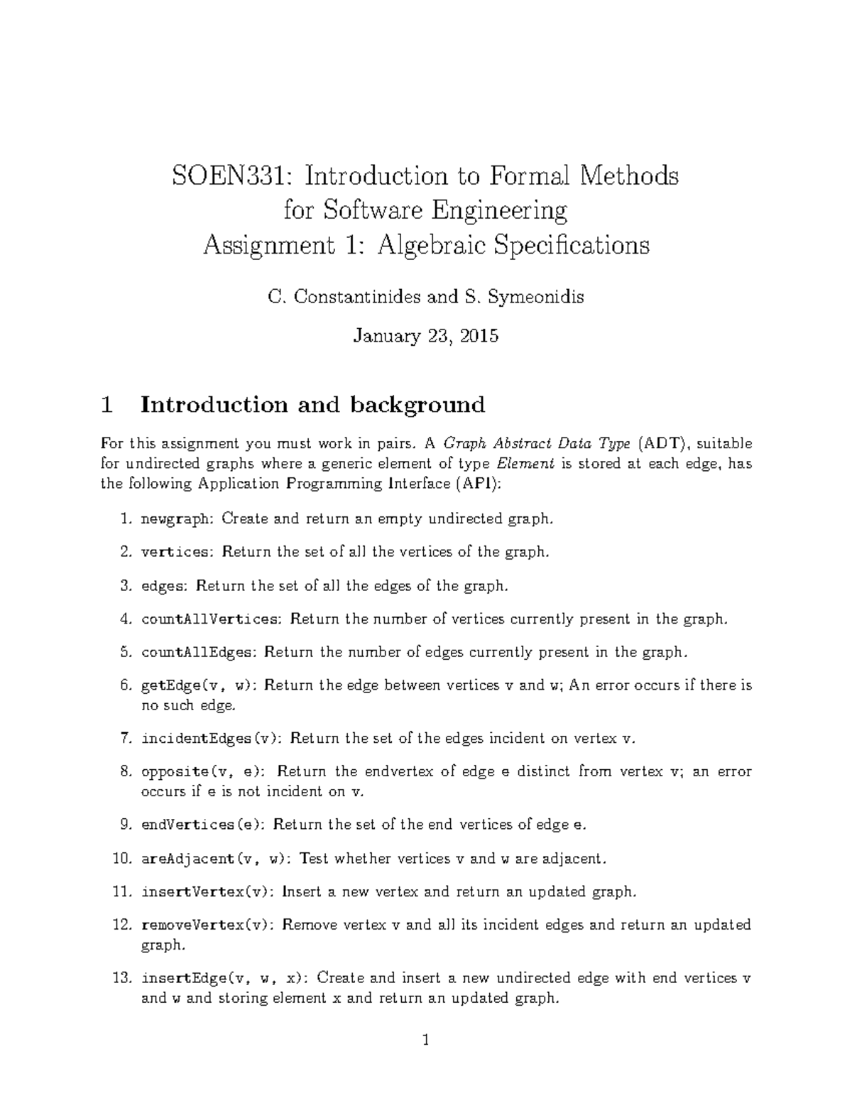 Assignment 1 Solutions Soen331 Introduction To Formal Methods For Software Engineering