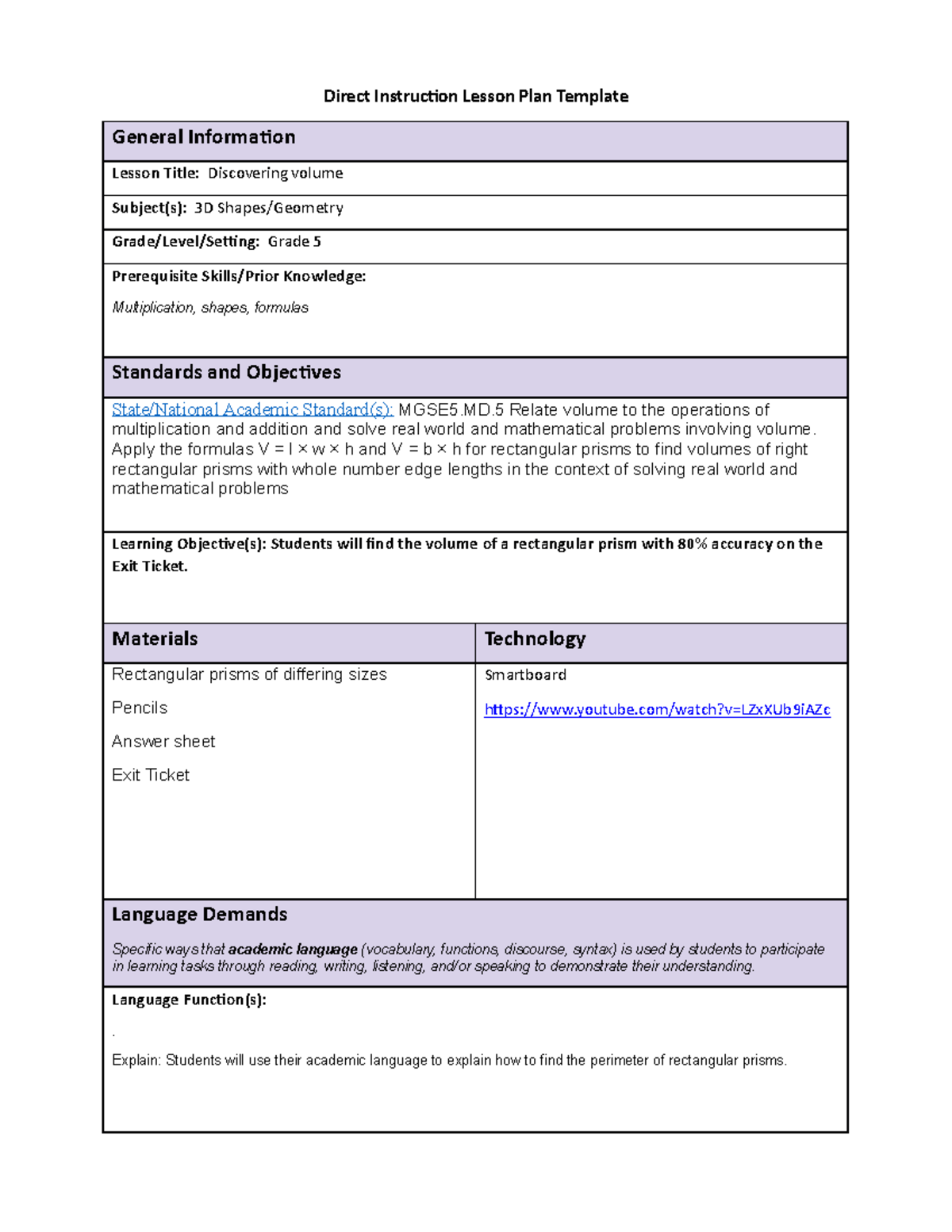 3D Shape Lesson Plan - AVA2 - WGU - Studocu
