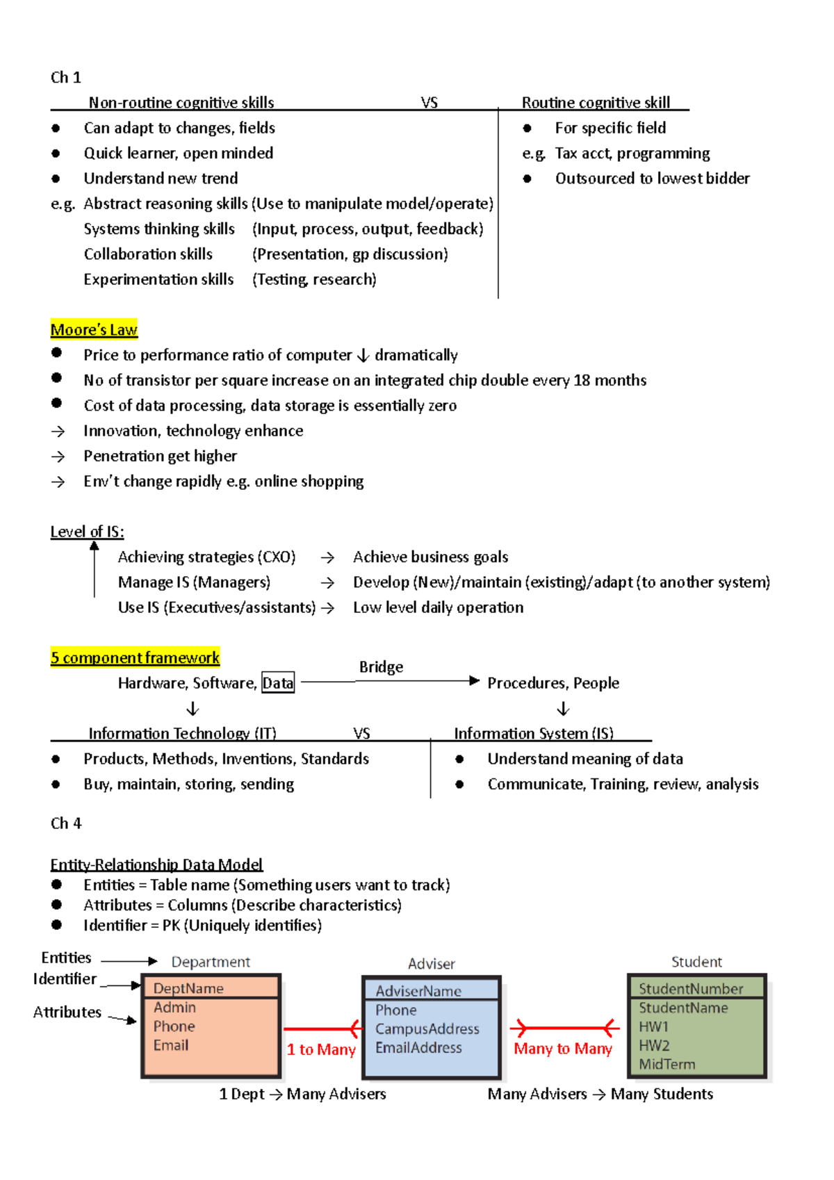 IM Mid-term Notes - mid term note - Ch 1 Non-routine cognitive skills ...