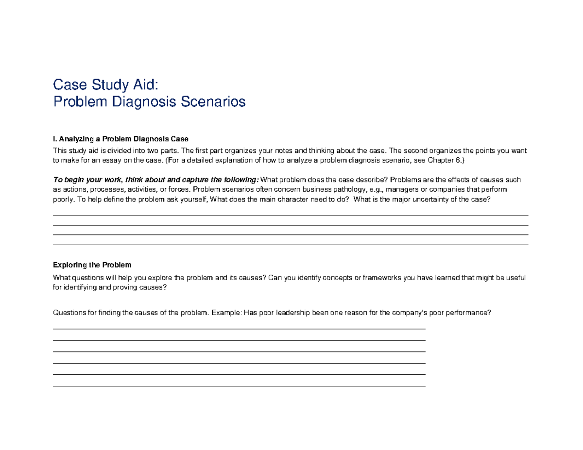 Case Study Aid Problem Diagnosis Download - Case Study Aid: Problem ...