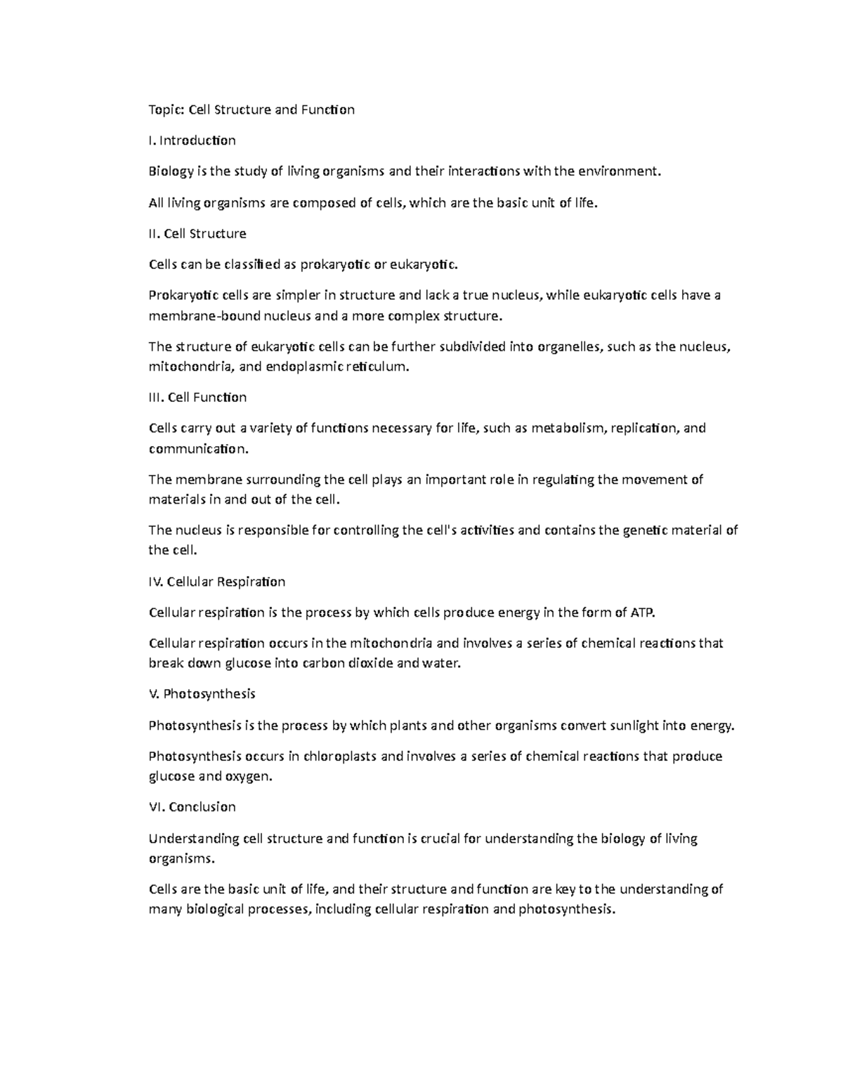 Cell Structure and Function - Introduction Biology is the study of ...