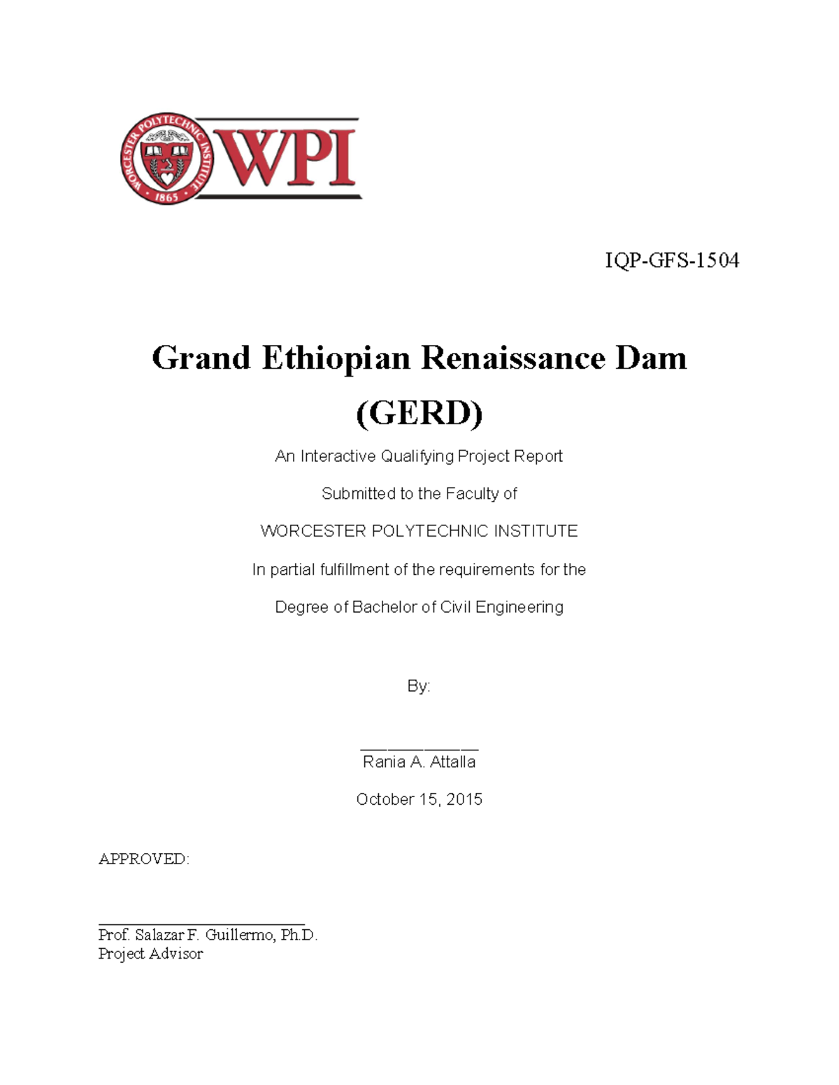 GERD project plan - IQP-GFS- Grand Ethiopian Renaissance Dam (GERD) An ...