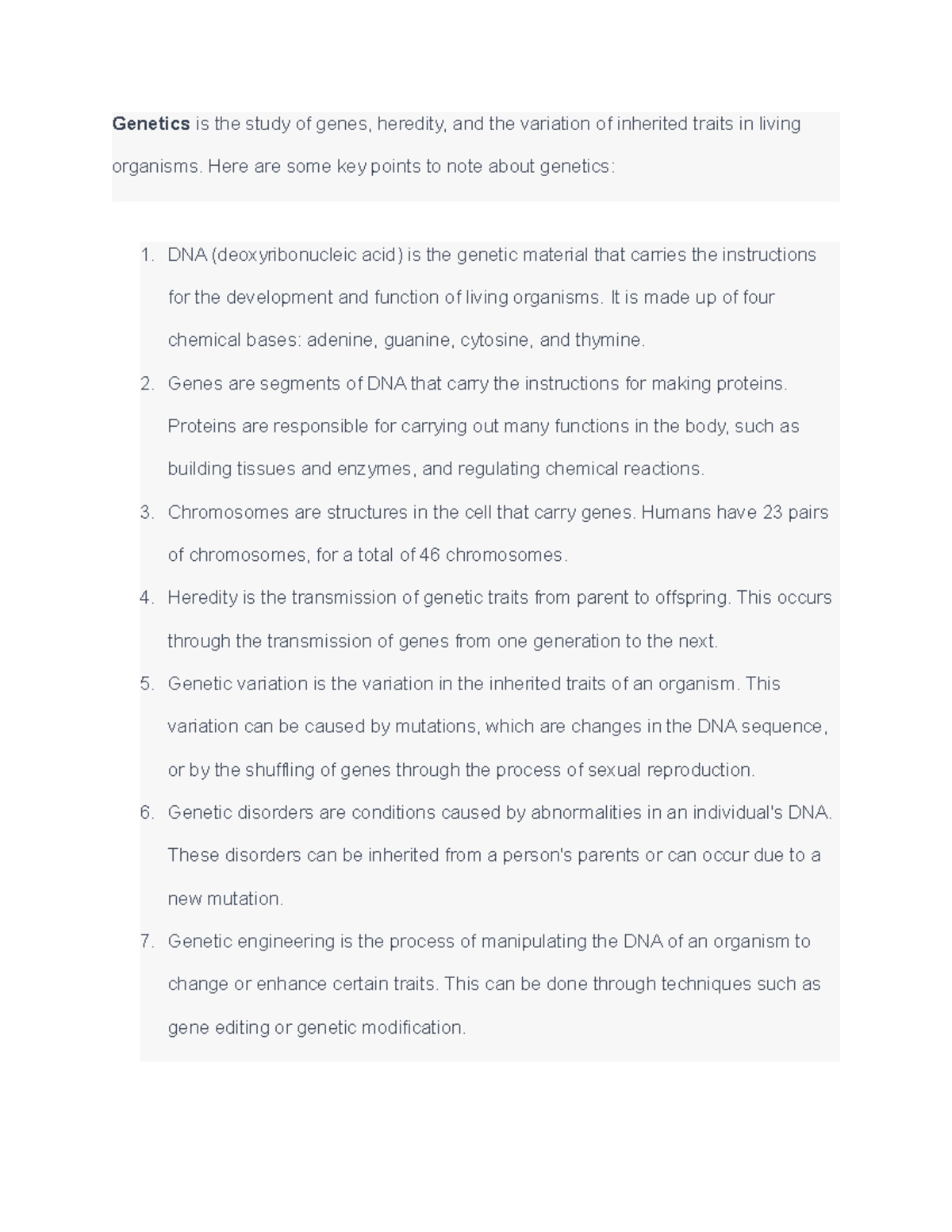 Genetics Introductino - Genetics is the study of genes, heredity, and ...