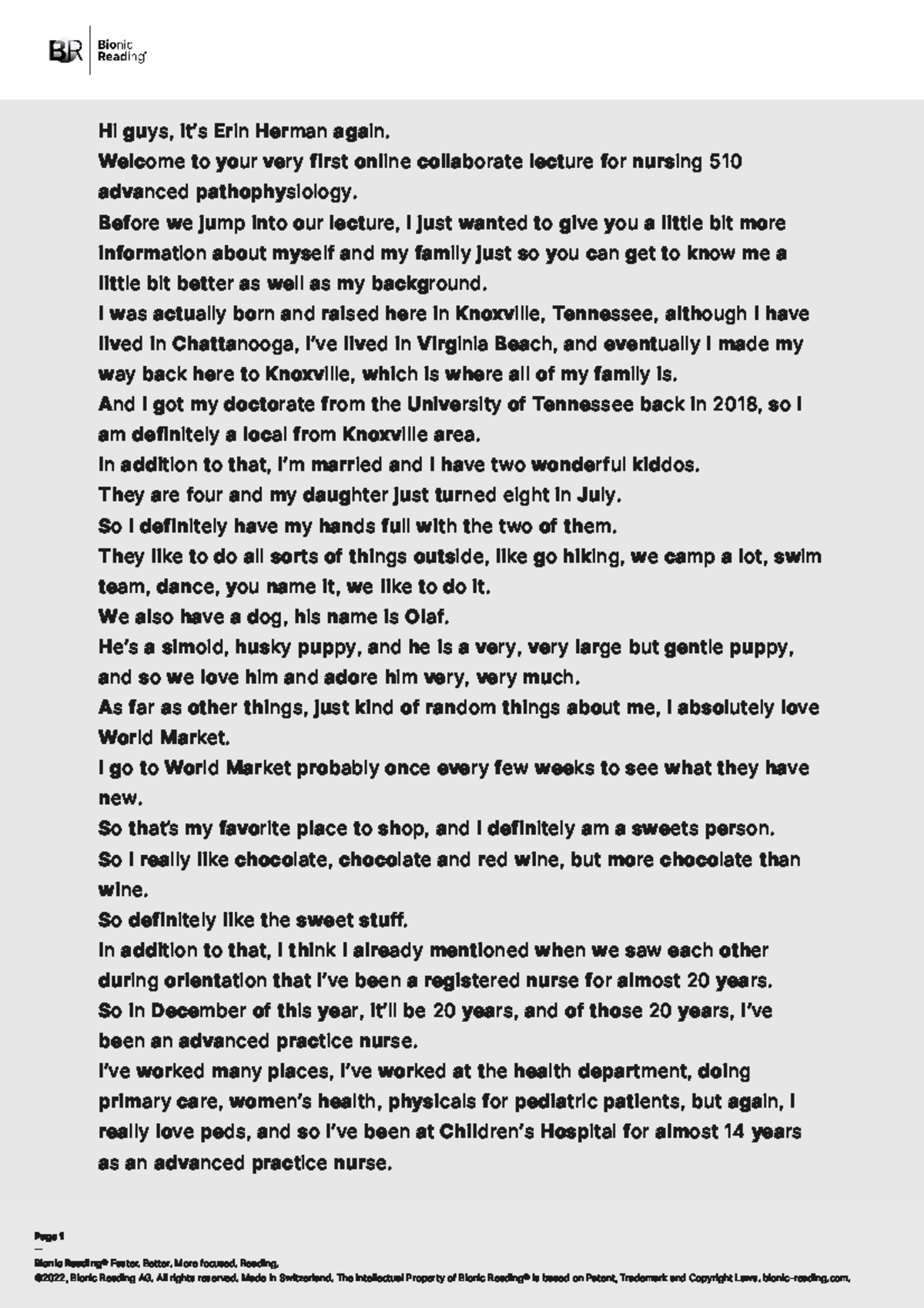 Wk1 pathophysiology lecture on cells script - Page 1 Bionic Reading ...