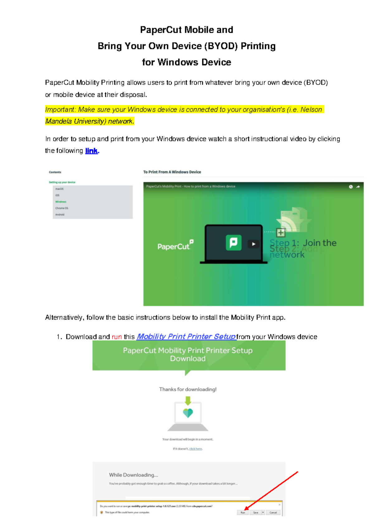 Windows - Instructions about Papercut printing - PaperCut Mobile and Bring Your Own Device (BYOD ...