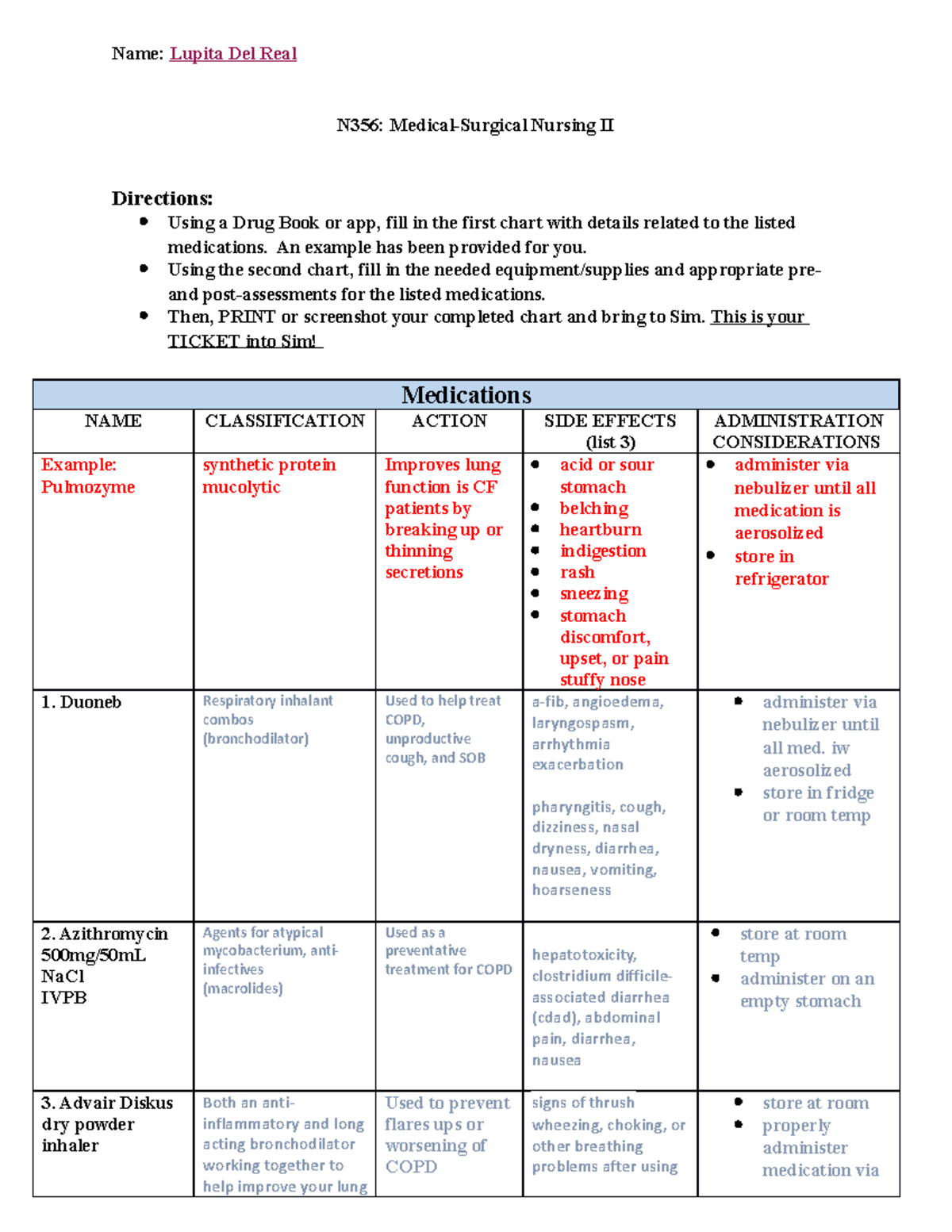 SIM med. grid for SIM - med grid for SIM - Name: Lupita Del Real N356 ...