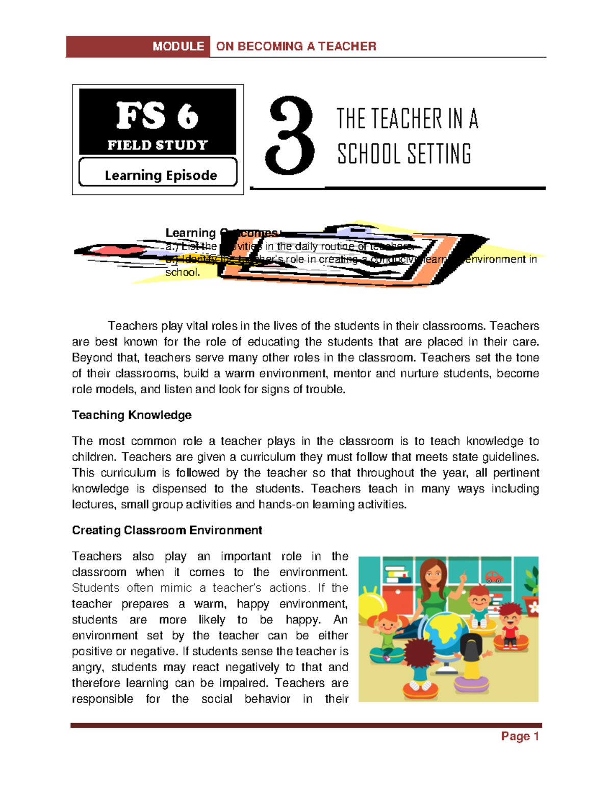 Learning Episode 3 - Lecture notes 3 - Learning Outcomes: a.) List the ...