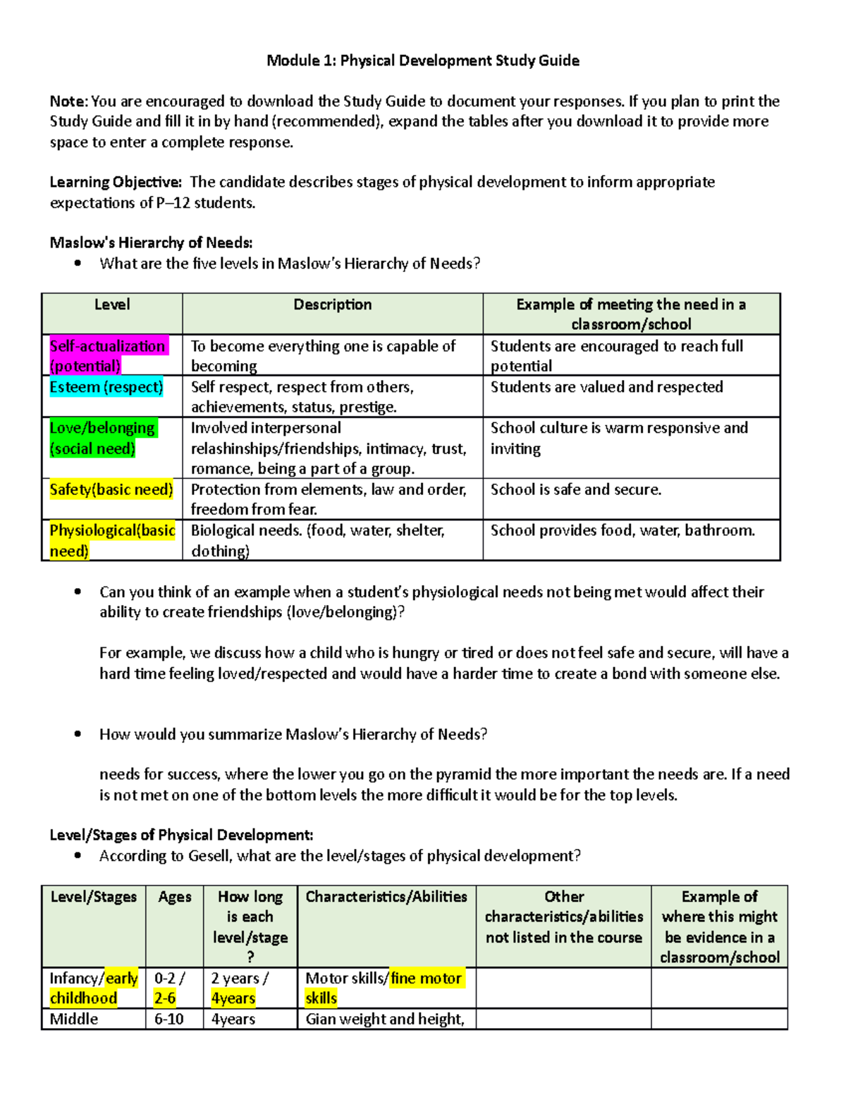 Deiycfg - efliuygdks,fgcisg - Module 1: Physical Development Study ...