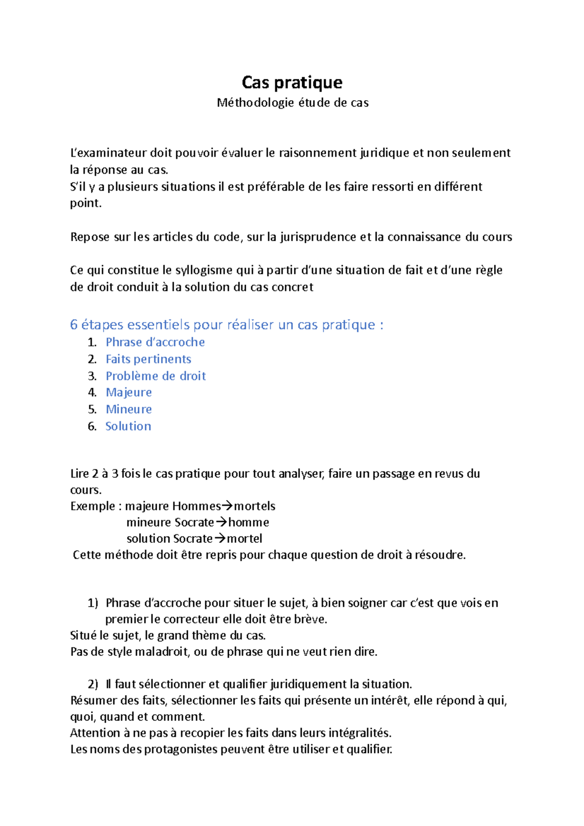 Cas pratique - Cas pratique Méthodologie étude de cas L’examinateur ...