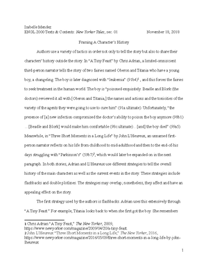 First Quater Essay - Grade: B+ - Isabelle Mendez ENGL Texts Contents ...