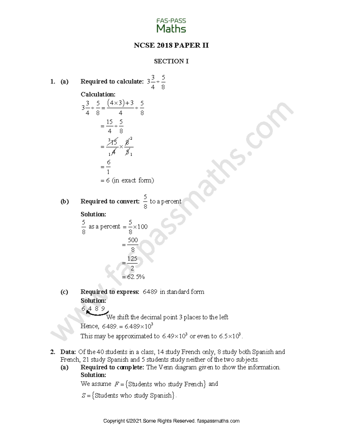 01.NCSE - 2018 - NCSE - NCSE 2018 PAPER II SECTION I (a) Required to ...