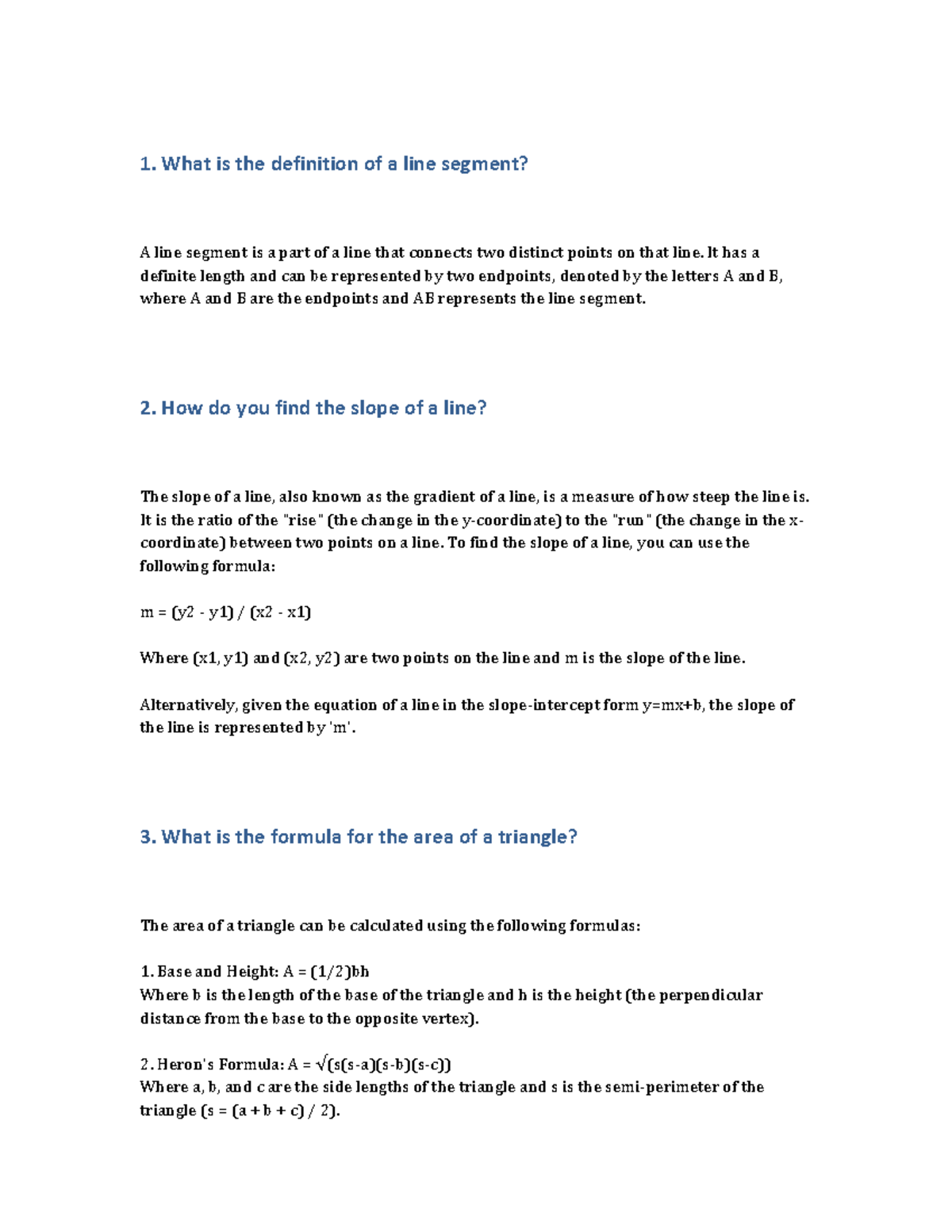 Geometry 1 1 What Is The Definition Of A Line Segment A Line 