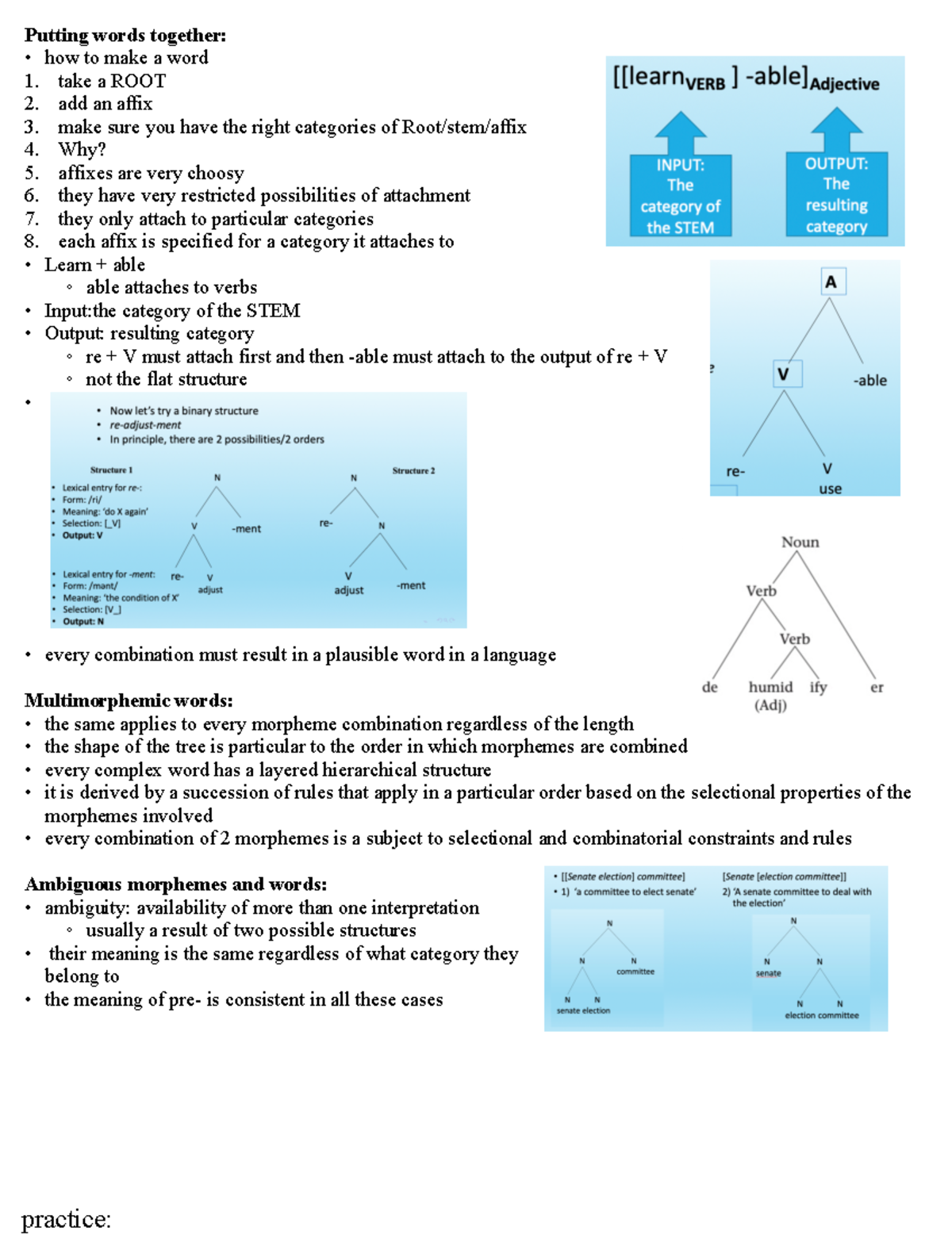 Morphology 4 - lecture notes - Putting words together: how to make a ...